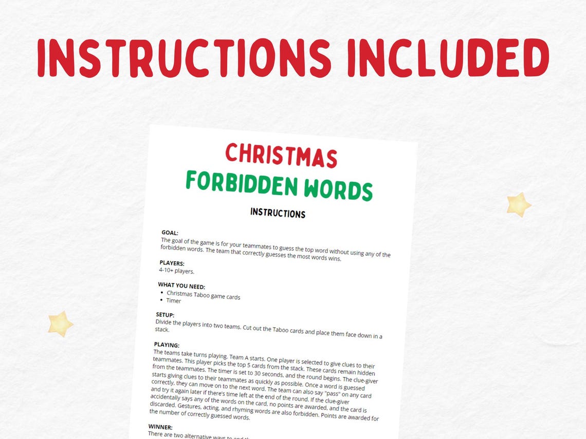 Christmas Taboo Game, Printable Holiday Game, Family Christmas Party ...