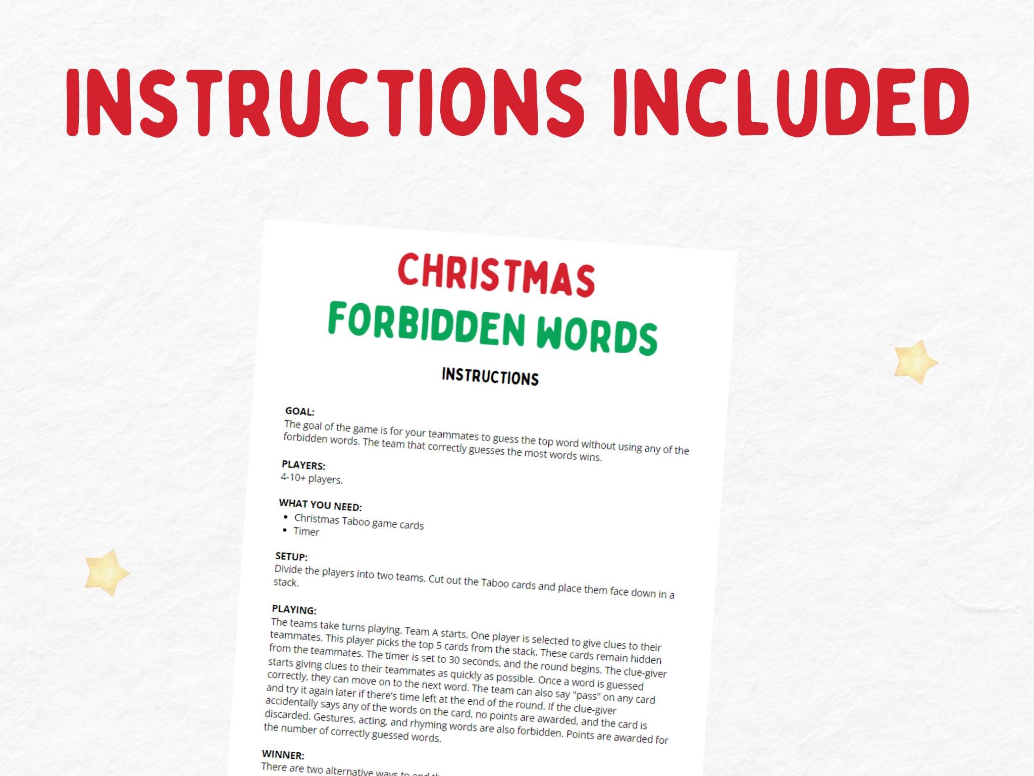 Christmas Taboo Game, Printable Holiday Game, Family Christmas Party ...