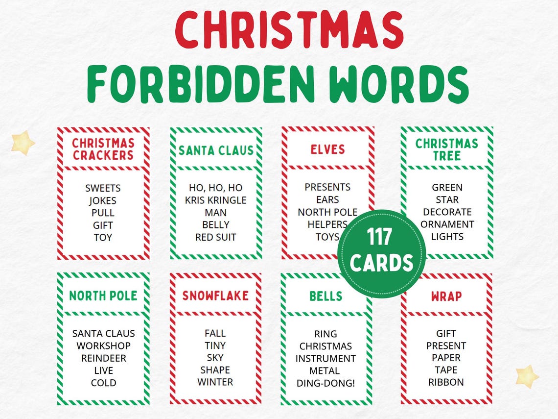 Christmas Taboo Game, Printable Holiday Game, Family Christmas Party ...