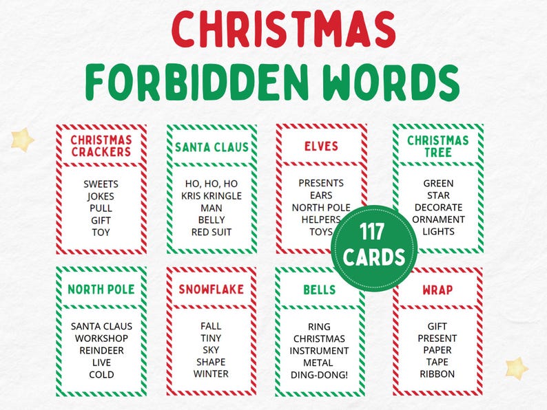 Christmas Taboo Game, Printable Holiday Game, Family Christmas Party ...
