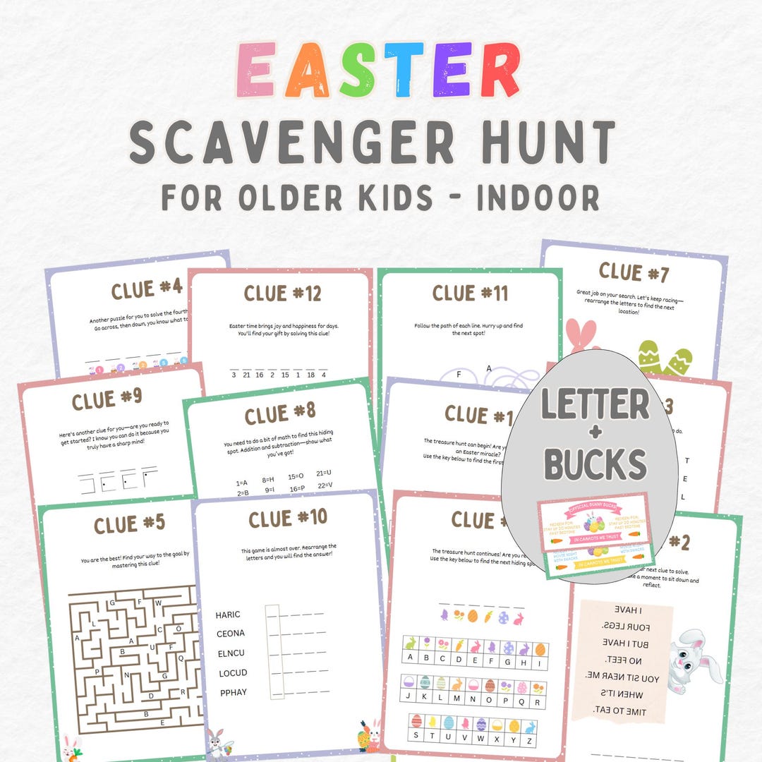 Easter Scavenger Hunt Game for Kids, Easter Printable Games for Kids ...
