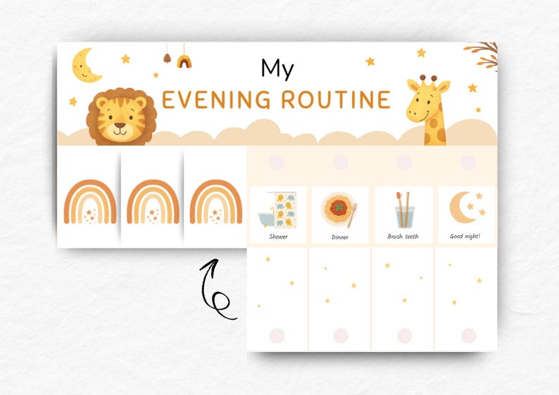 Printable Morning and Evening Routine Chart for Kids, Visual Schedule ...