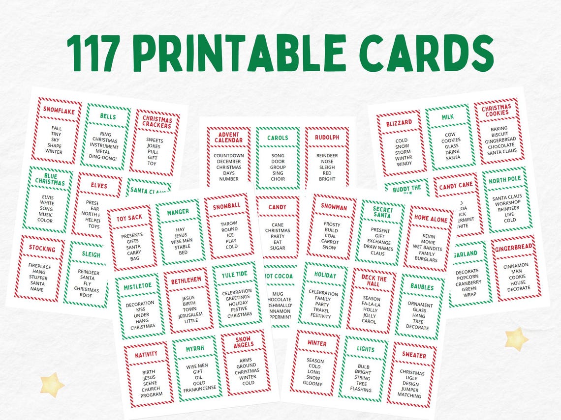 Christmas Taboo Game, Printable Holiday Game, Family Christmas Party ...