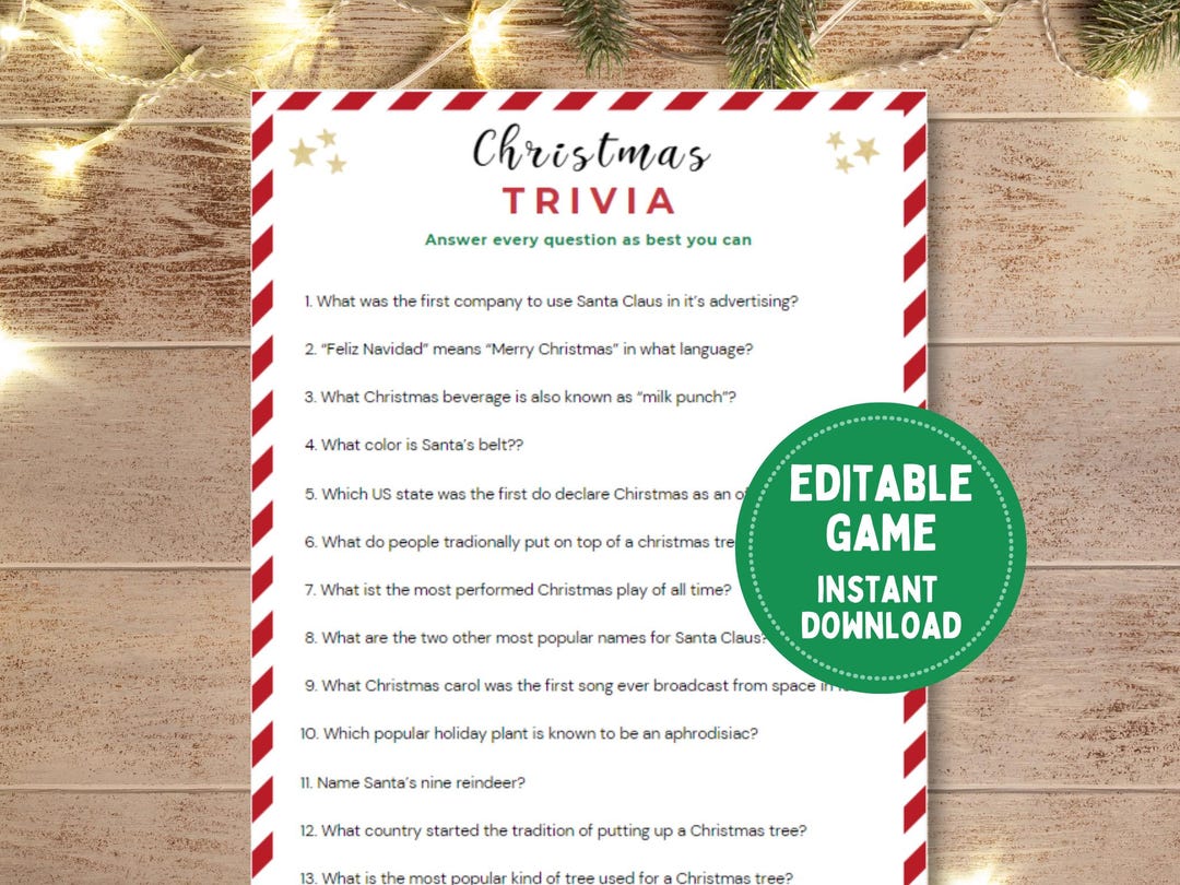 Juego de trivia navideña, juego de fiesta navideña, juego familiar ...