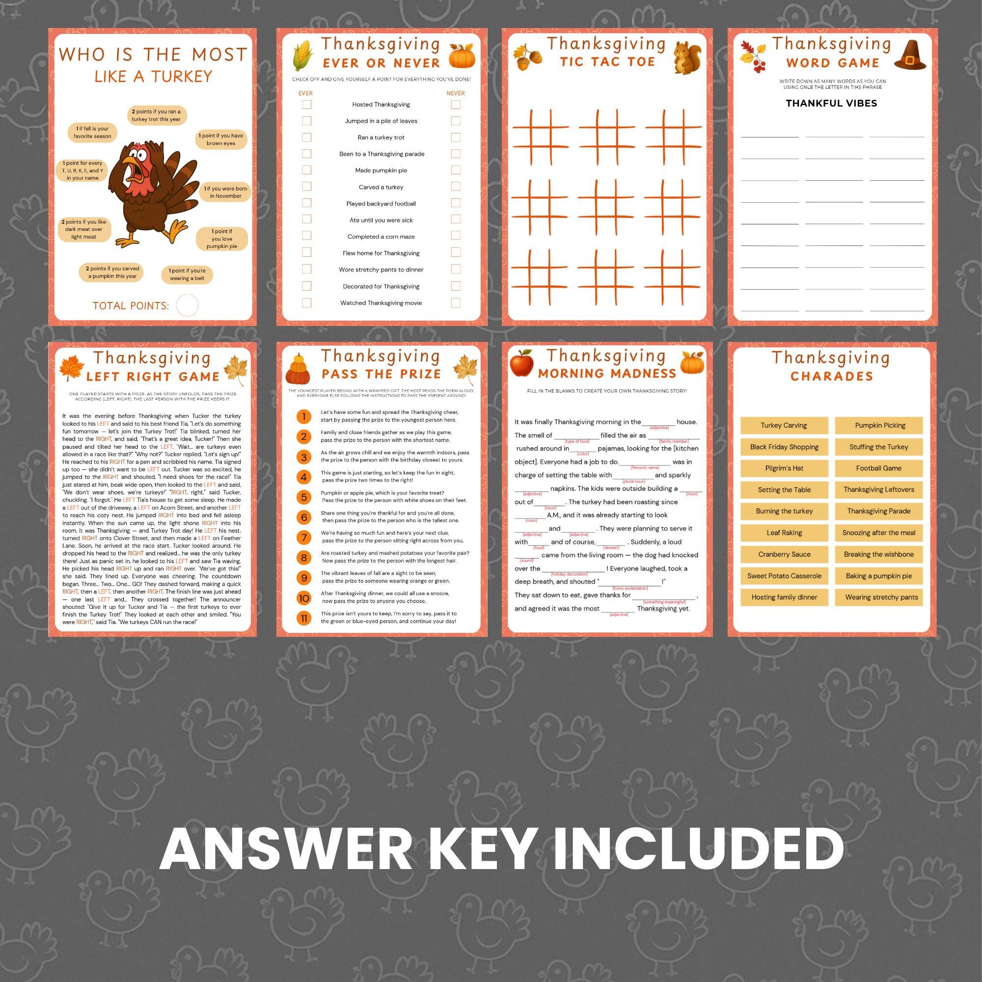 Thanksgiving Party Game Printable, Thanksgiving Answer Battle for ...