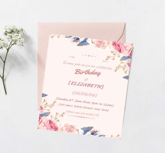 Cute Pink Birthday Card / Party Invitation. - Etsy