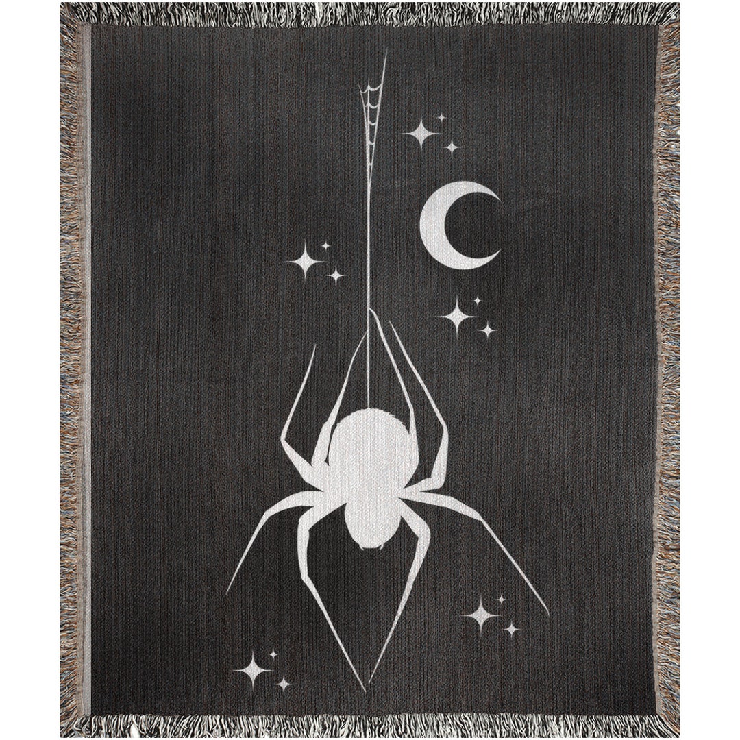 Spider and Moon Woven Fringe Blanket/ Occult Gothic Blanket, Witchy ...