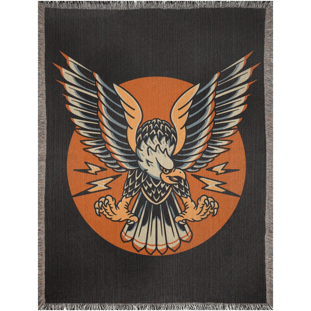 Eagle Traditional Tattoo Style Woven Fringe Blanket / / Wall Tapestry ...