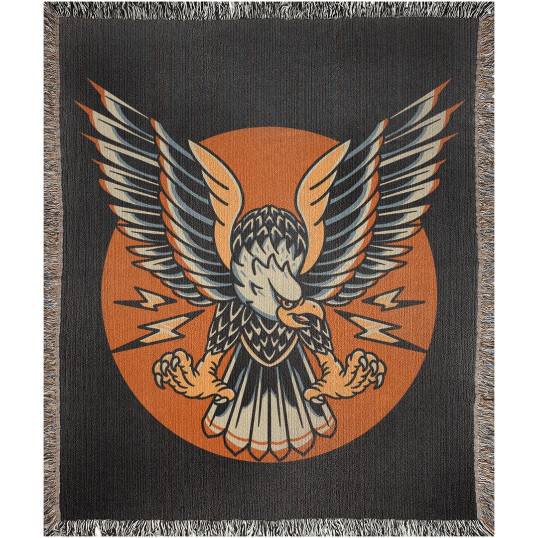 Thunder Eagle Traditional Tattoo Style Woven Blanket Maximalist Decor ...