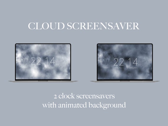 CLOUDS Animated Clock Screensaver 2 Pack Minimalistic - Etsy