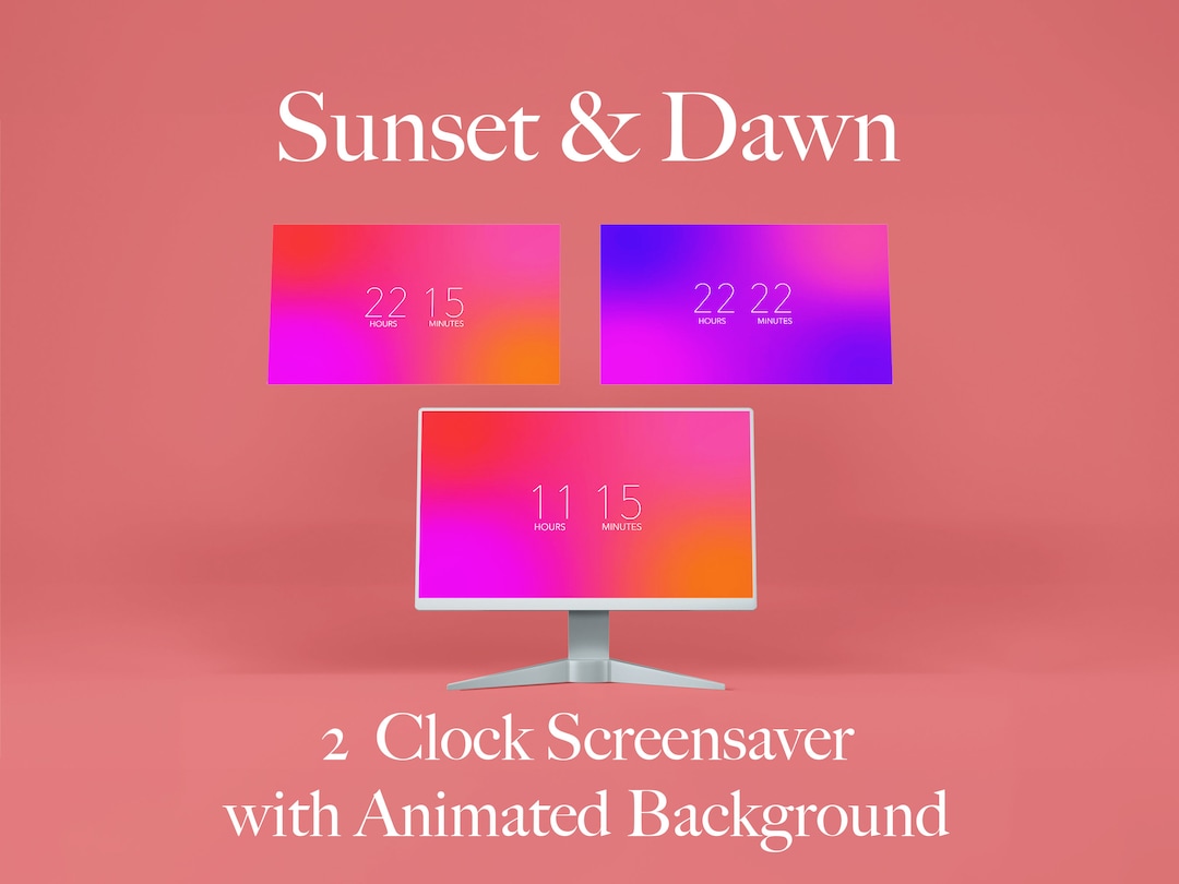 SUNSET & DAWN | Animated Gradient Clock Screensaver - (2 PACK ...