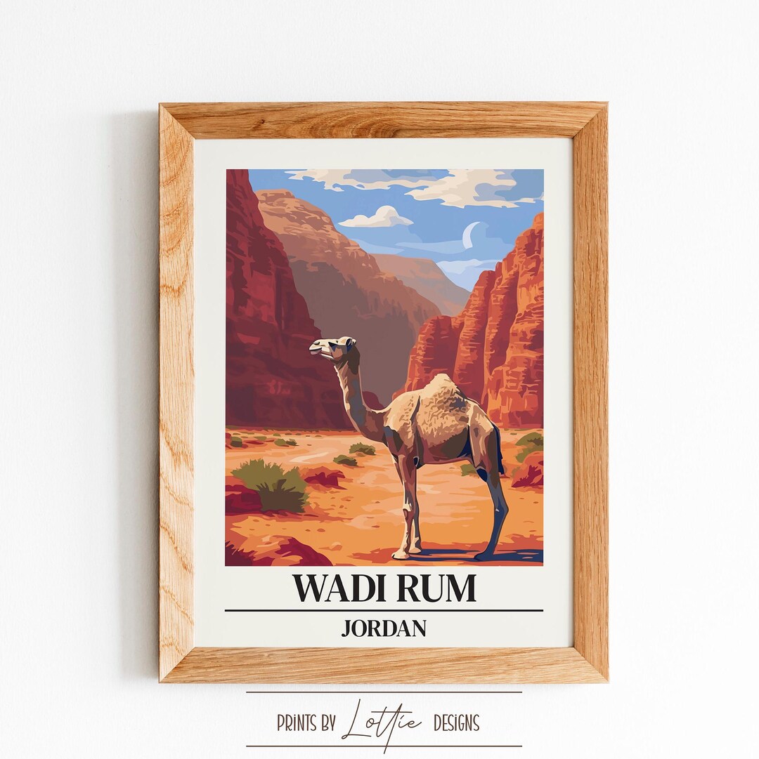 Wadi Rum Wall Art, Minimalist Travel Poster, Jordan Print, Jordan Wall ...