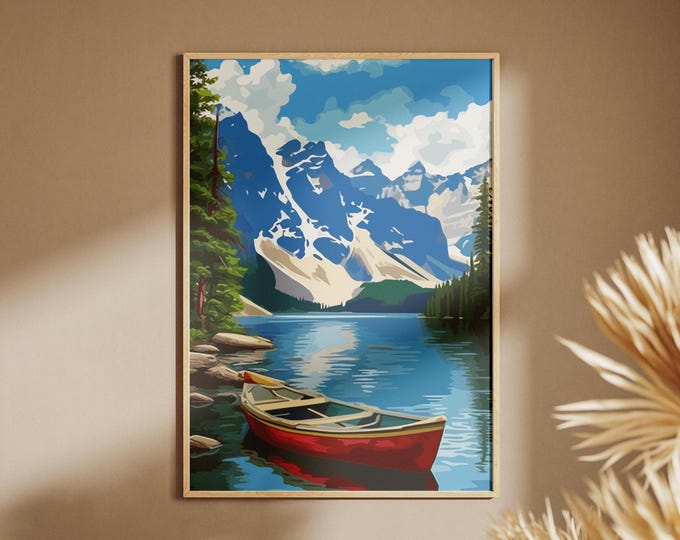 Printable Banff National Park Poster, Lake Moraine Travel Poster, Banff Canada Wall Art, Home ...