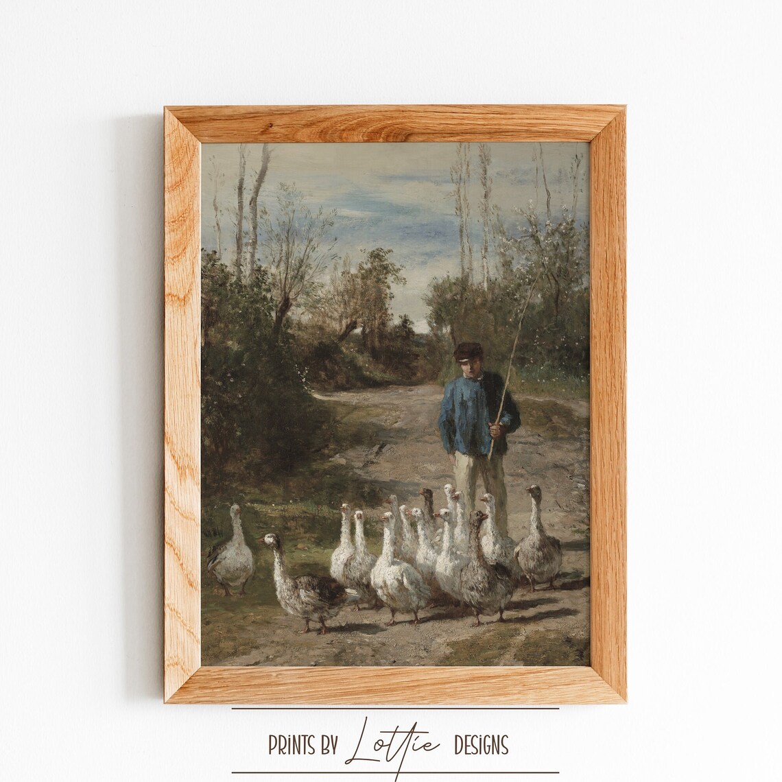 Vintage Geese Print, Farm Animal Painting Print, Geese Painting, Warm ...