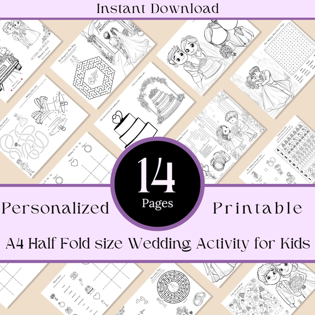 Personalized Editable Wedding Coloring Book | Kids Activity Book ...