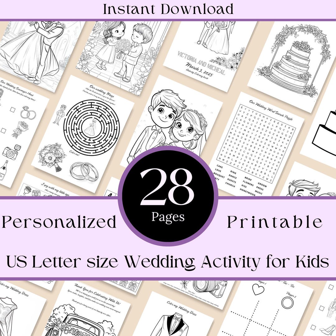 Personalized Editable Wedding Coloring Book | Kids Activity Book ...