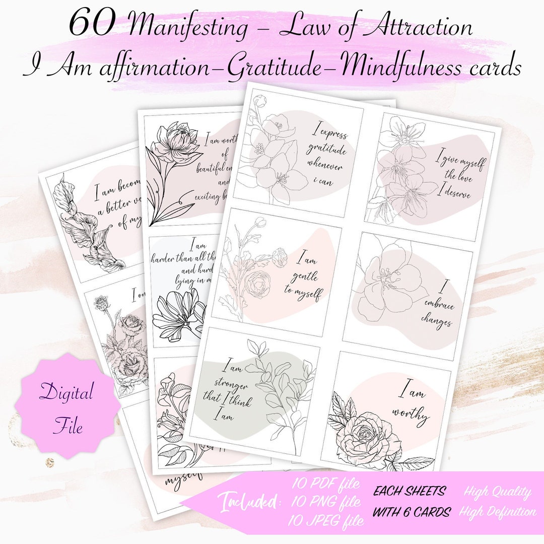 Positive Affirmation Cards, Manifesting, Law of Attraction, I Am ...