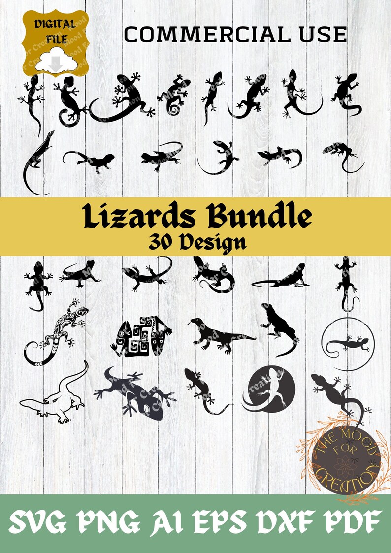 30 Lizards Bundle SVG Lizard Clipart PNG Cut File for - Etsy