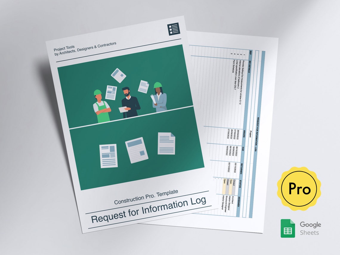 Construction PRO - RFI Log Spreadsheet - Google Sheets - Etsy