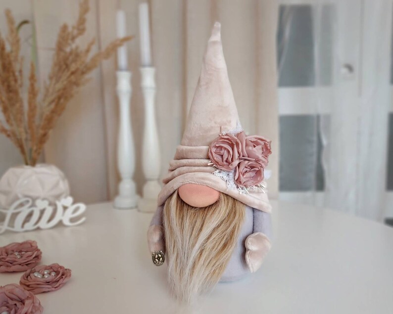 Spring Beige Floral Gnome, Handmade Easter Decor - Etsy