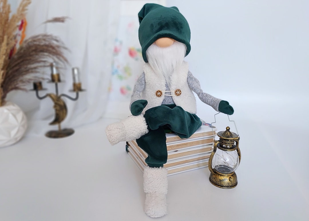 Gnome With Legs, Seated Christmas Gnome, Elegant Handmade Gift ...