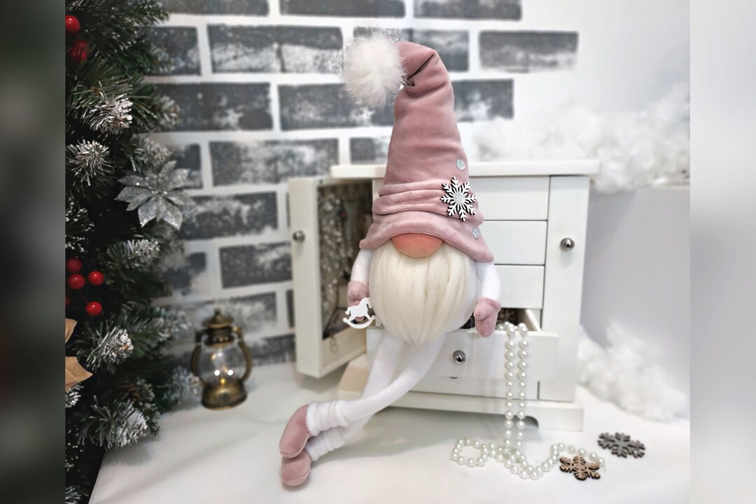 Holiday Powder Pink Gnomes With Legs, Great Gift for Grandma, Mother's ...