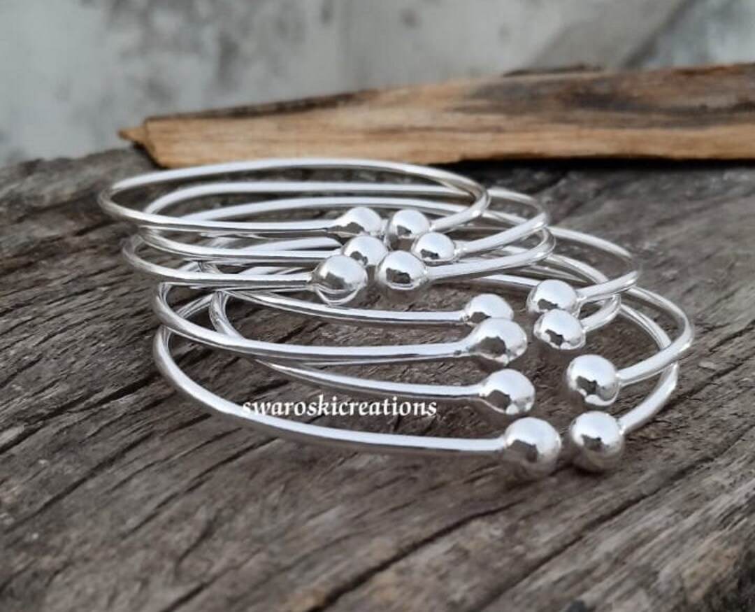 Sterling Silver Bangle, Thick Set of 7 Bangle, West Indian Bangle for ...