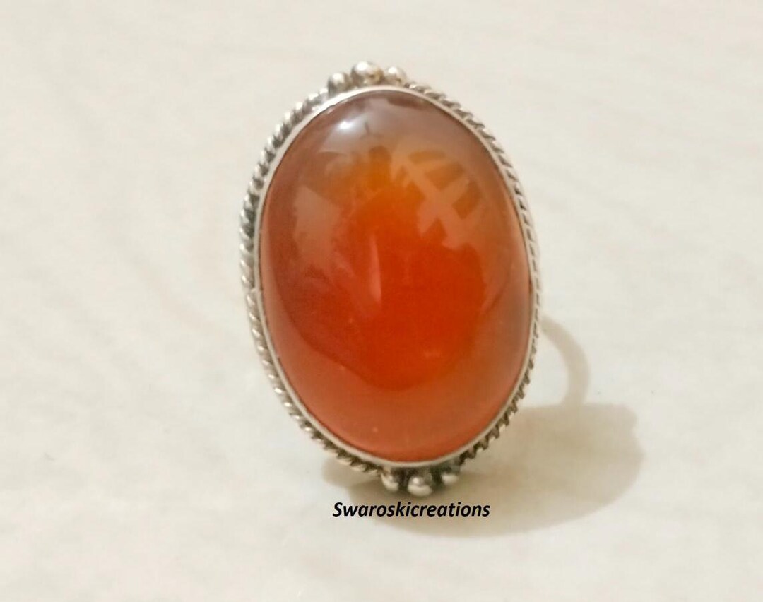 Natural Coraline Ring *925 Sterling Silver Ring*gemstone Ring*coraline Ring Jewelry*boho Ring ...