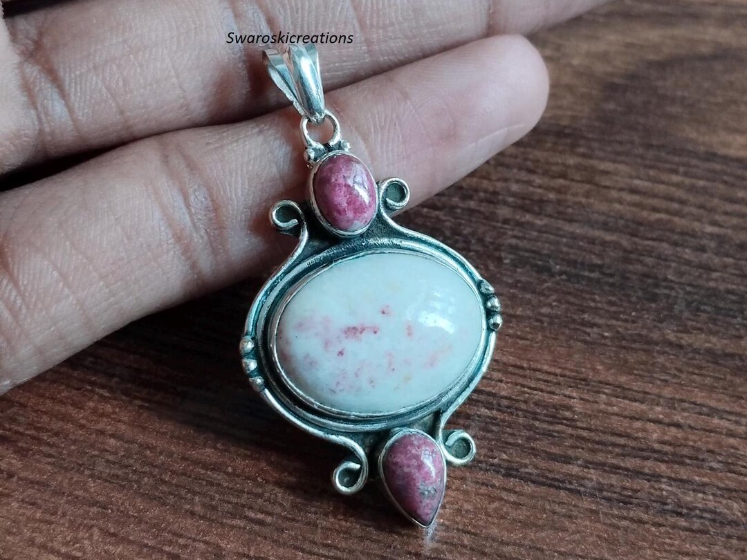 Cinnabar Pendant 925 Sterling Silver Pendant Cinnabar Gemstone Jewelry ...