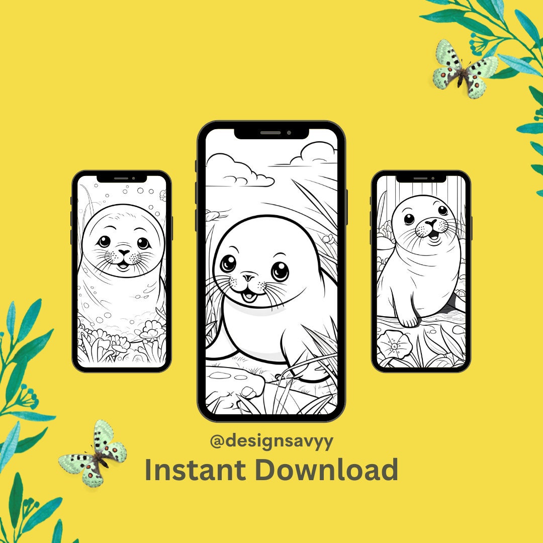 Creative Coloring Pages With Seals: Digital Files for Printing - Etsy