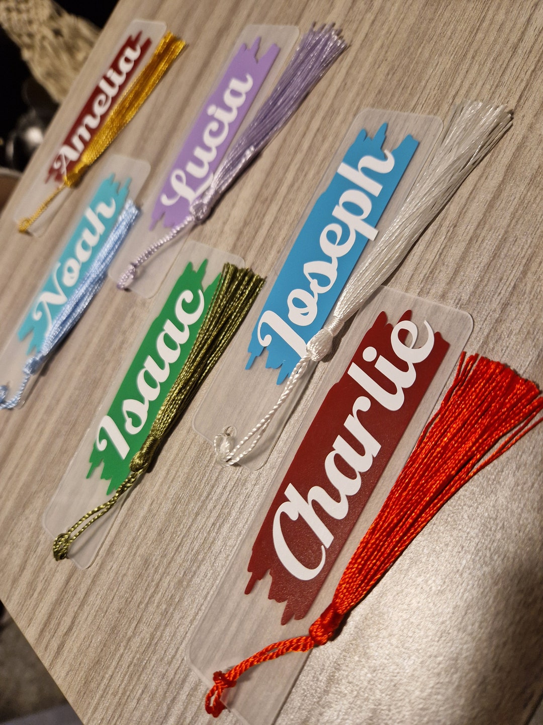 Personalised Bookmarks - Assorted Colours - White Name - Etsy UK
