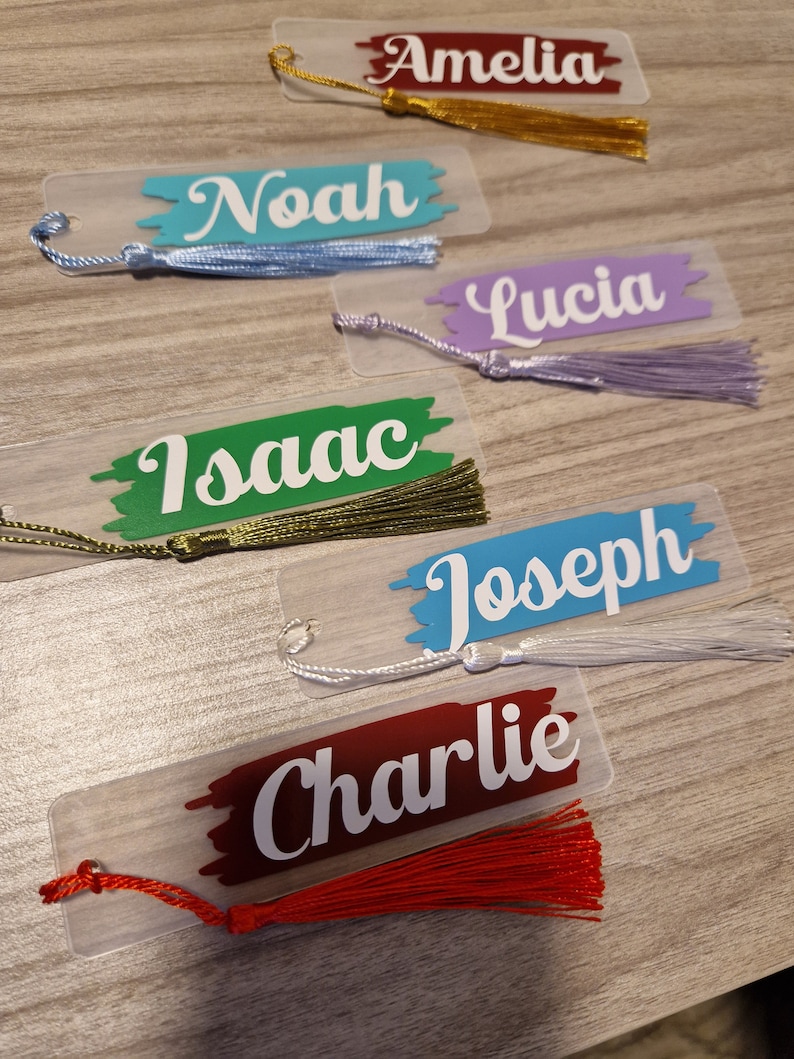 Personalised Bookmarks - Assorted Colours - White Name - Etsy