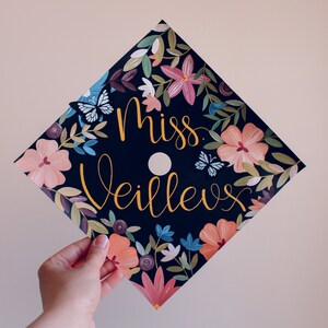 Handmade Floral Graduation Cap Topper – Custom Quote - Etsy