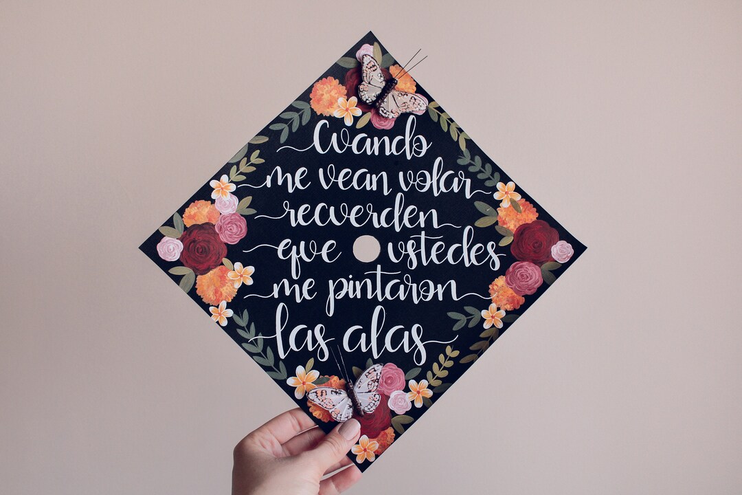 Floral Graduation Cap With Quote Custom Graduation Cap With - Etsy