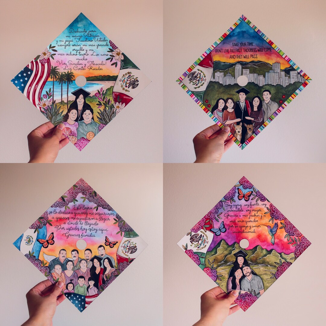 Handmade Floral Family Graduation Cap Topper – Painted Grad Cap - Etsy