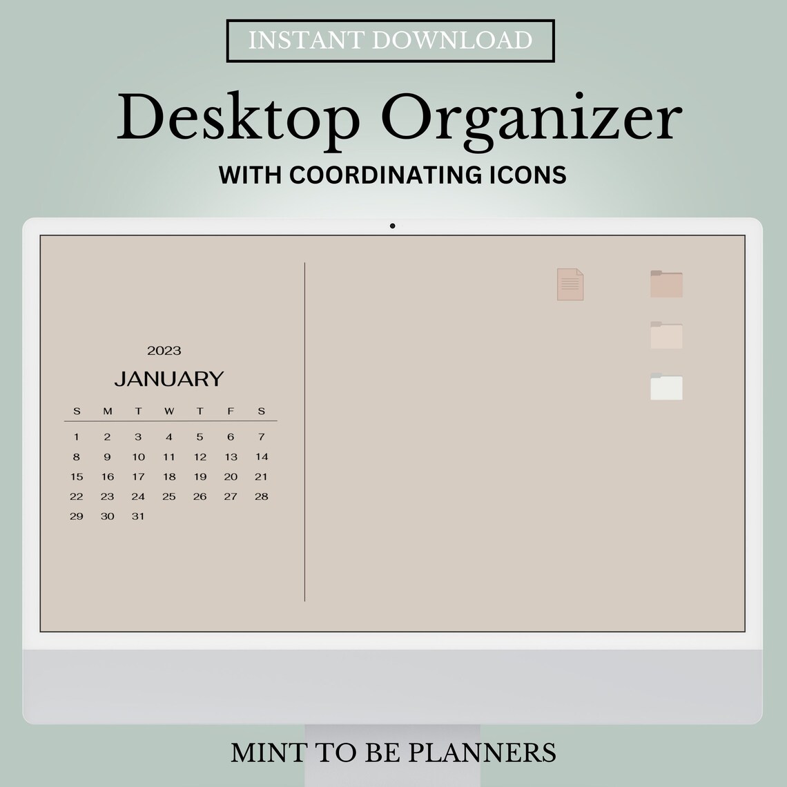 2023 Monthly Desktop Calendar Wallpaper & Icons Minimal Neutral ...