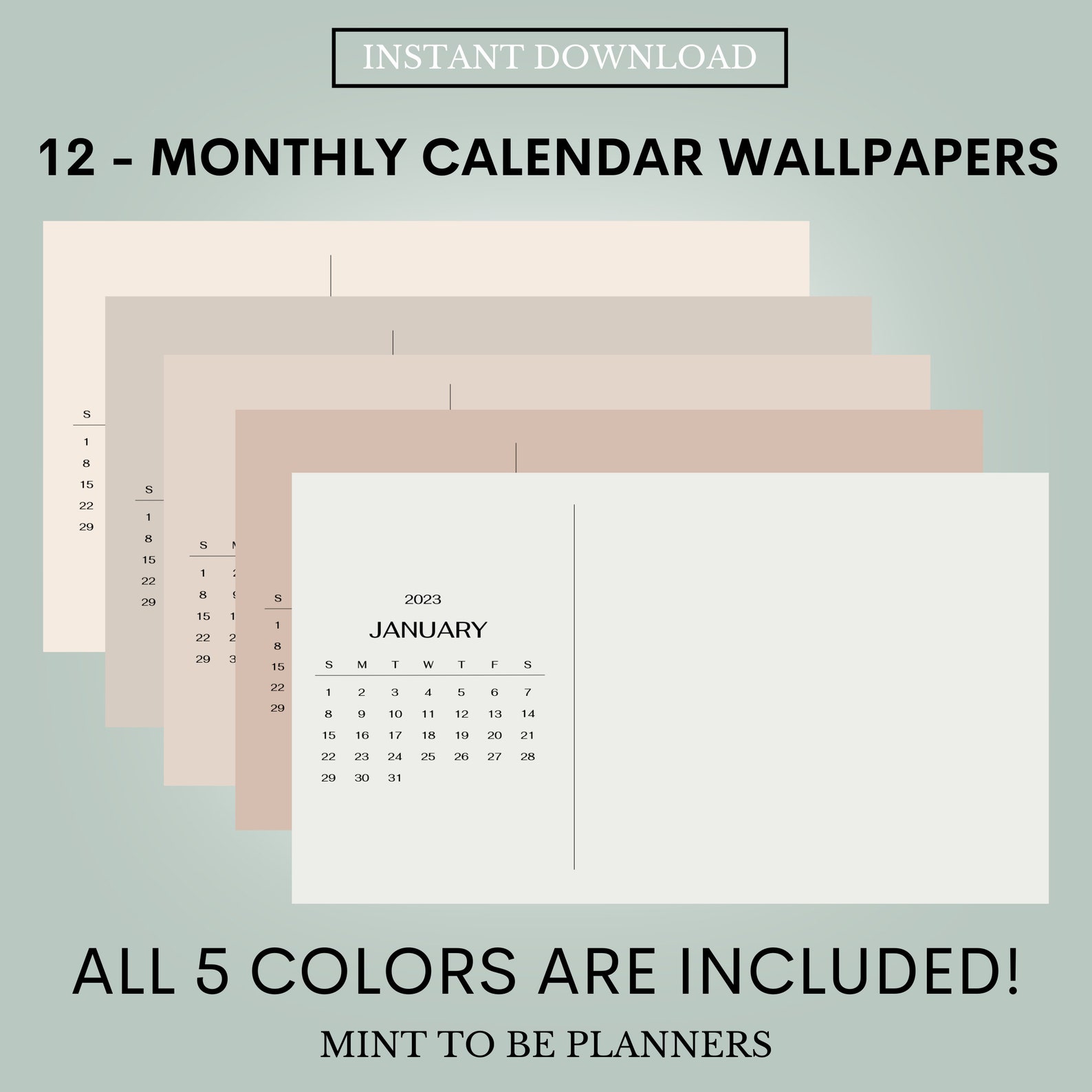 2023 Monthly Desktop Calendar Wallpaper & Icons Minimal Neutral ...