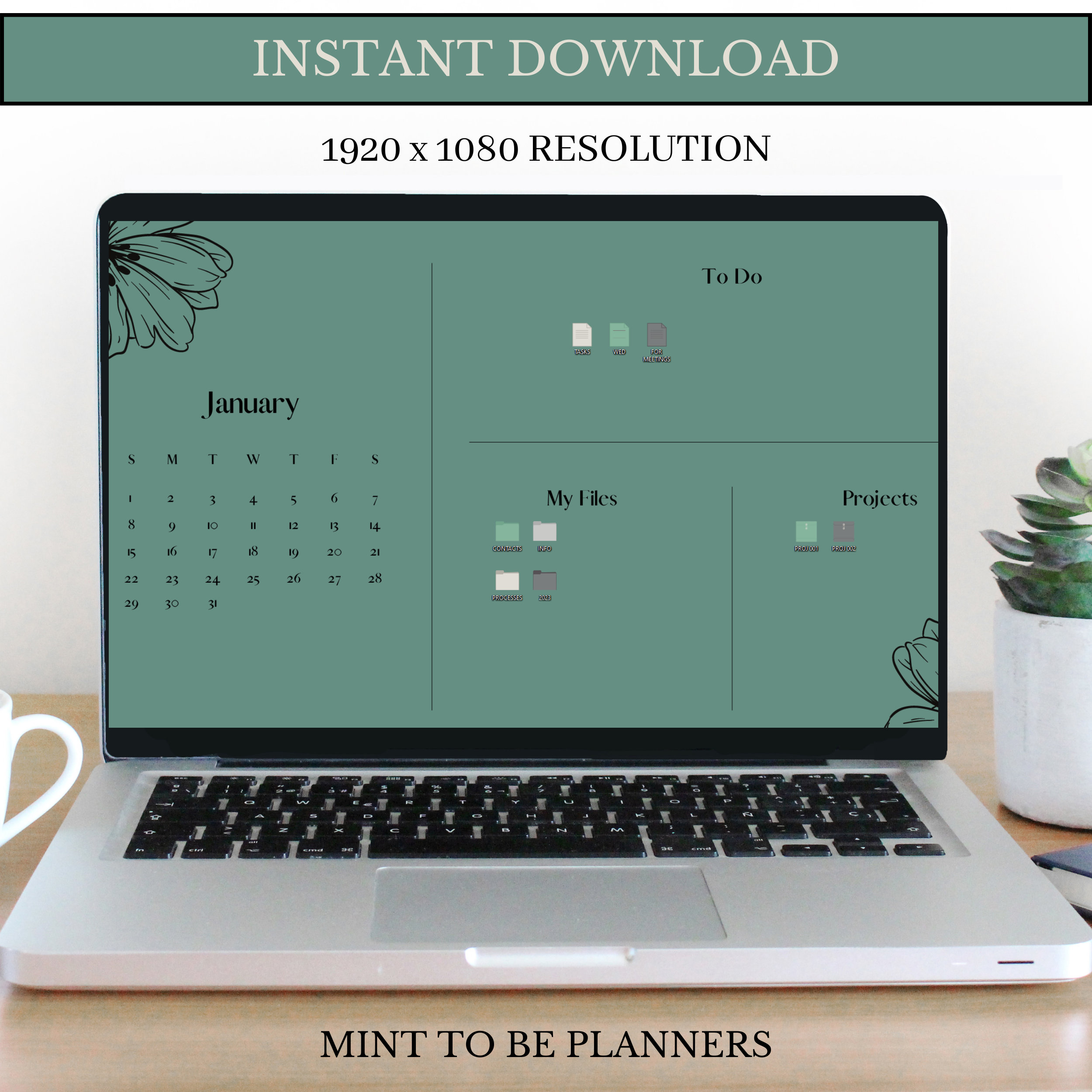 2023 Calendar Organizational Desktop Wallpaper Organizer With FREE ...