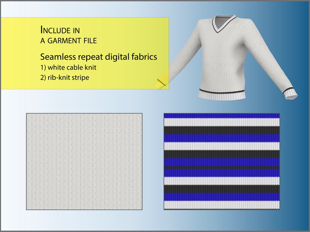 Digital Pattern Basic Women Cable Knit V-neck Clo3d/marvelous Designer ...