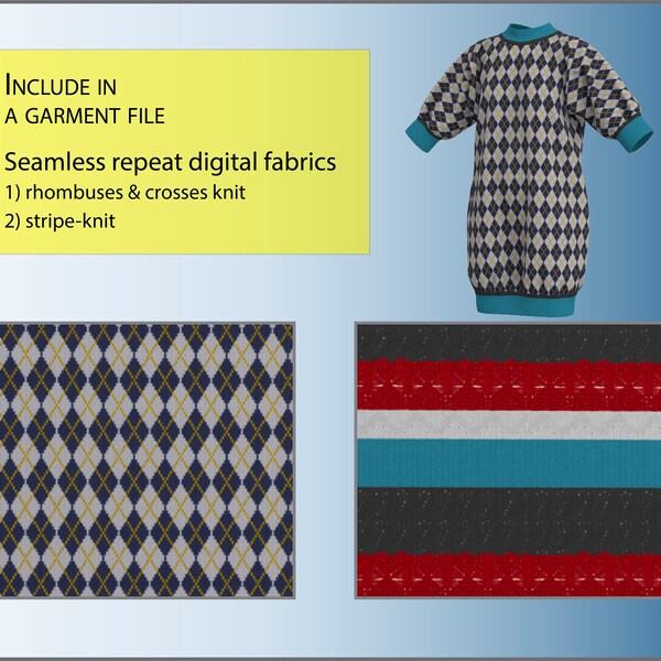 Digital Pattern Women Knit Sweater Long Sleeve Clo3d/marvelous Designer ...