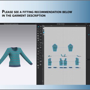 Digital Pattern Women Knit Sweater Long Sleeve Clo3d/marvelous Designer ...