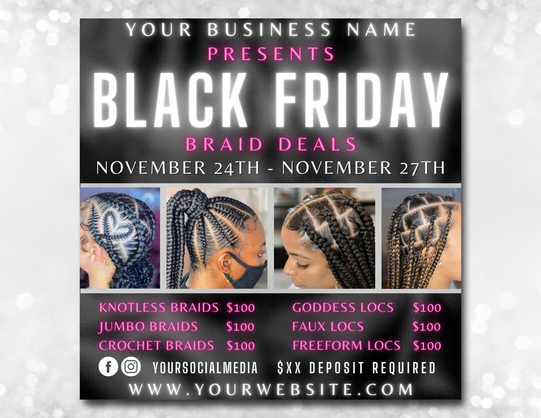 Black Friday Braid Flyer, Black Friday Flyer, Black Friday Sale Flyer ...