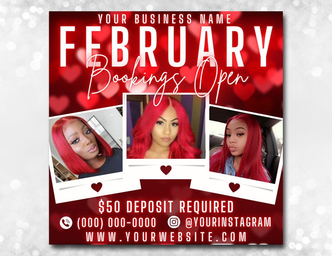 February Booking Flyer, Valentines Day Booking Flyer, February Books ...