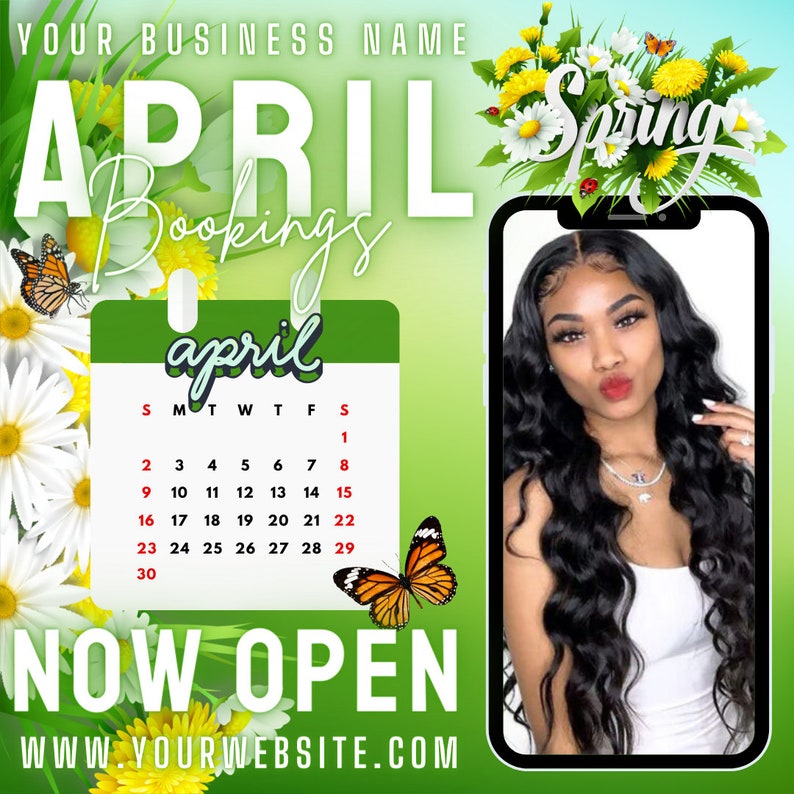 April Bookings Open Flyer April Booking Flyer April Book Now - Etsy
