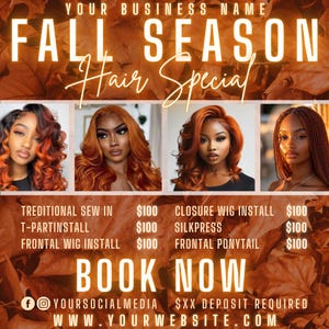 Fall Hair Special Flyer, Fall Hair Sale Flyer, Hair Salon Flyer ...