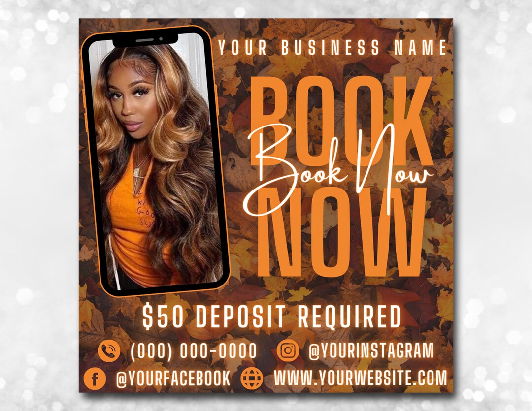 DIY Book Now Fall Flyer Autumn Appointments Available Book Now Hair ...