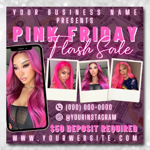 Pink Friday Sale Flyer Pink Friday Flash Sale Template Promo - Etsy