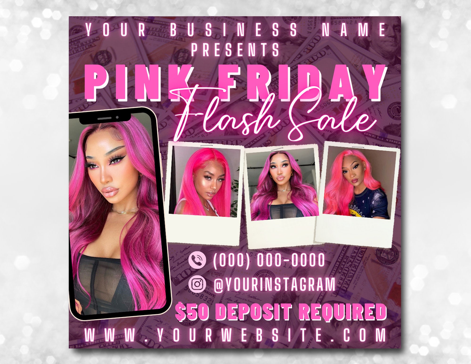 Pink Friday Sale Flyer Pink Friday Flash Sale Template Promo - Etsy