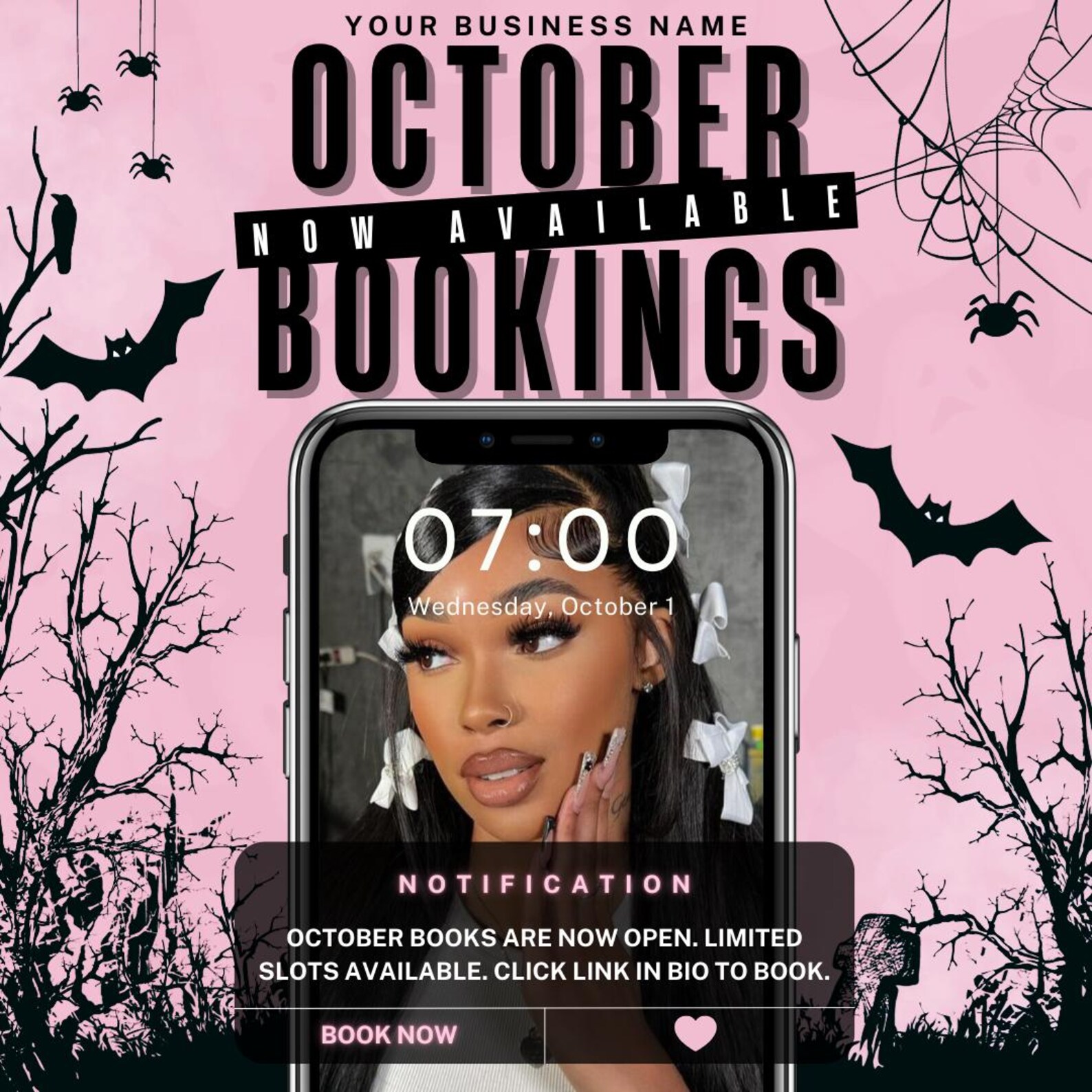 October Bookings Available Flyer, Halloween Bookings October Books Open ...