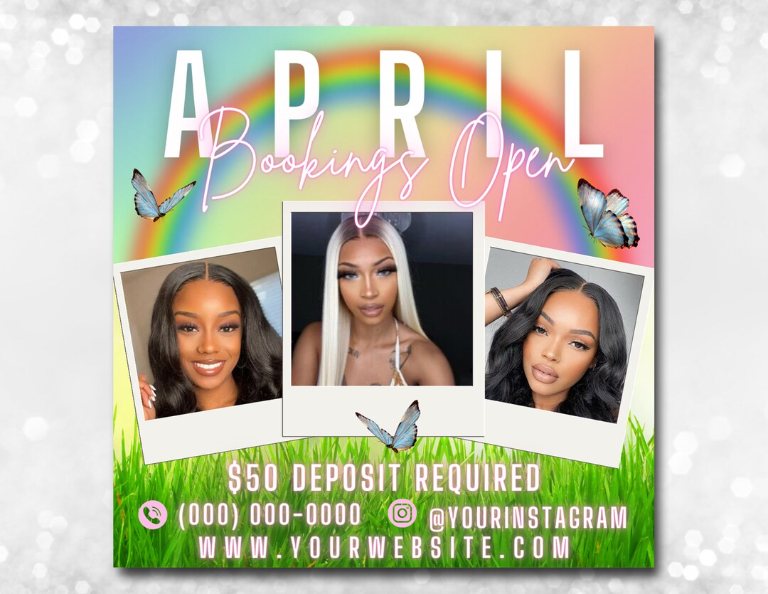 April Booking Flyer, April Book Now Flyer, April Bookings Open Flyer ...